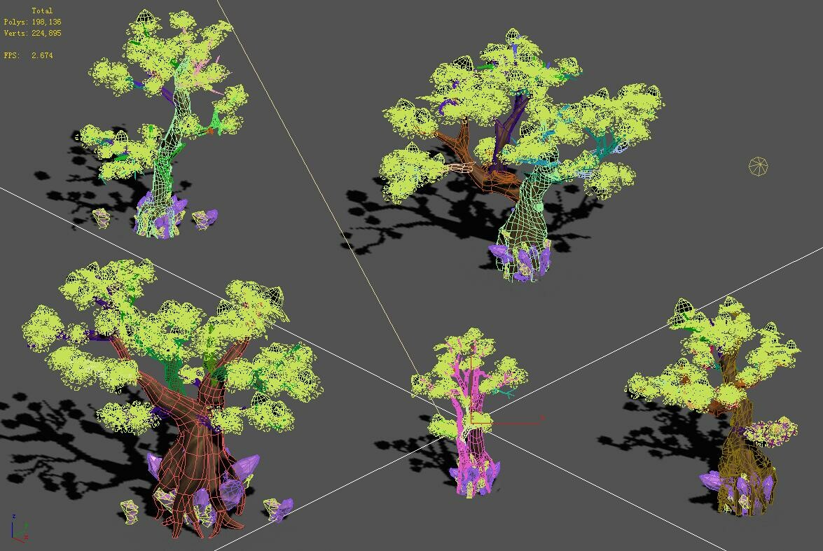 ArtStation - Cartoon Sky City - Xiantao Tree 01 | Game Assets