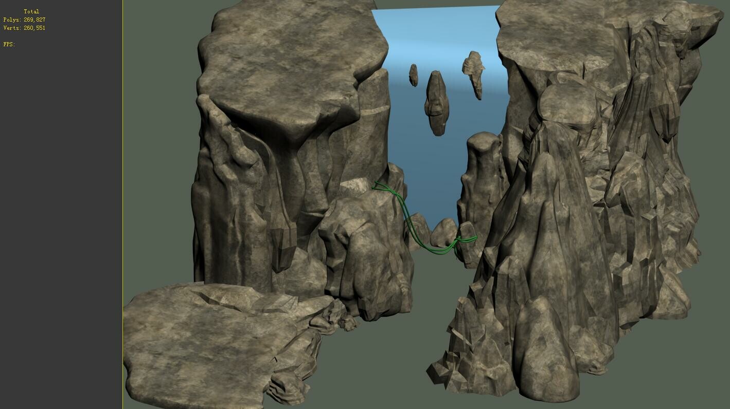 ArtStation - Game Models - field - Waterfall 02 | Game Assets