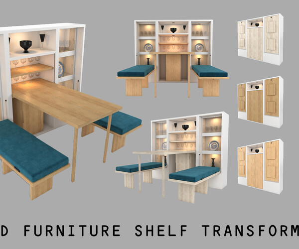 ArtStation - Hinged Furniture Shelf Transformation + Rigging and ...