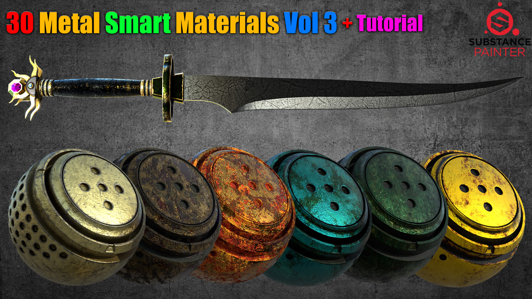 ArtStation - 30 Metal Smart Materials Vol 3 + Tutorial | Resources