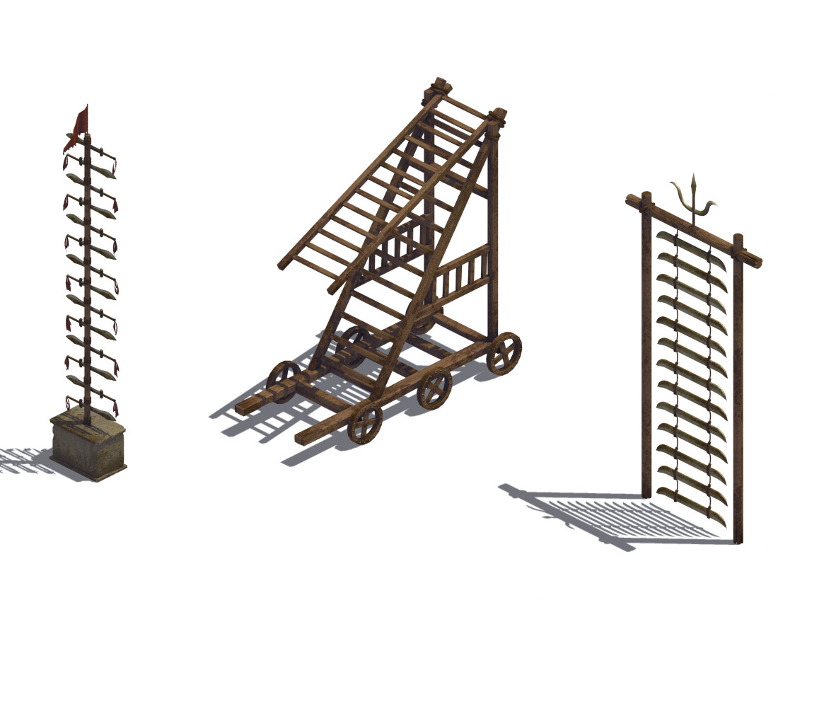 ArtStation - Siege weapons - knife ladder - ladder truck | Game Assets