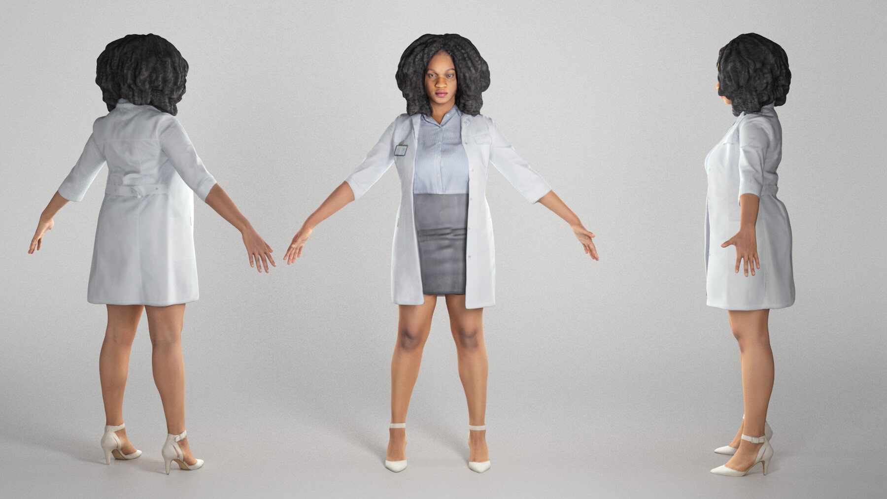 ArtStation - Young woman in lab gown in A-pose 288 | Game Assets