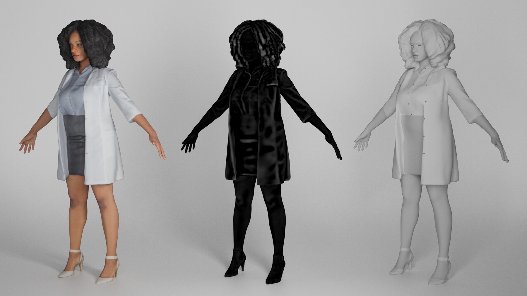 ArtStation - Young woman in lab gown in A-pose 288 | Game Assets