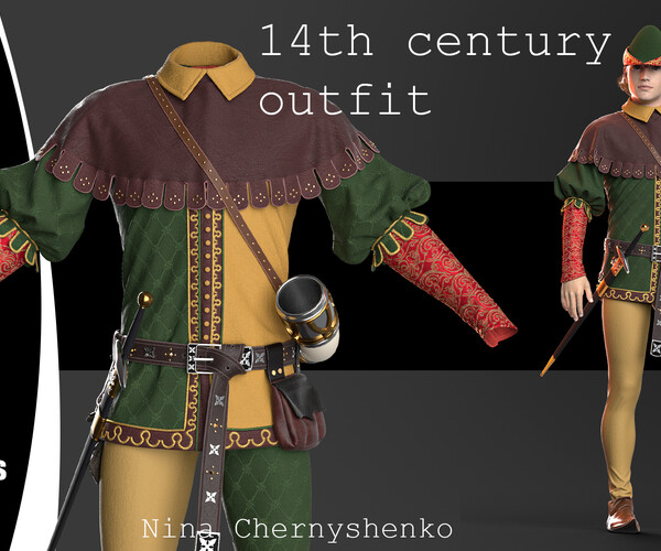 ArtStation - 14th century outfit. Marvelous Designer/Clo3d project ...