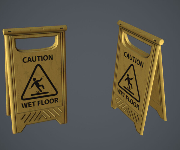 ArtStation - wet floor sign - low poly - pbr textures - 1k | Game Assets