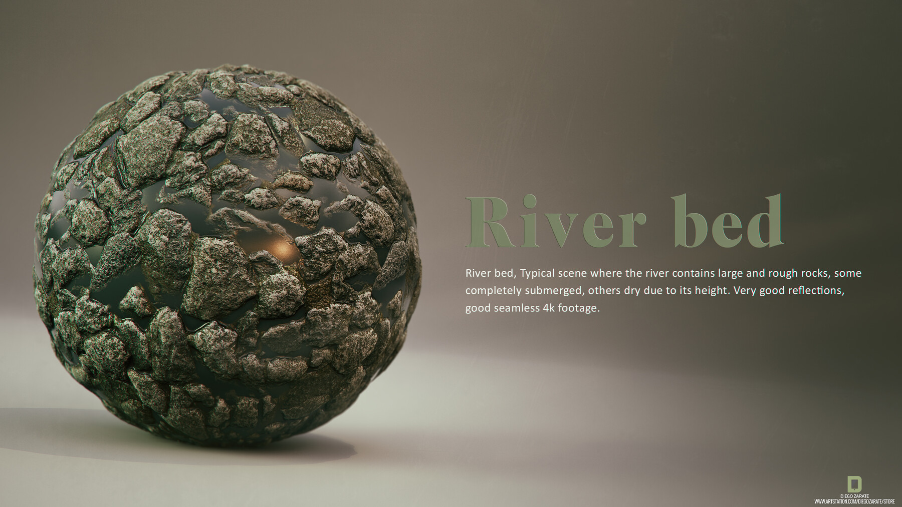 ArtStation - PBR - RIVER BED, ROCKS. WATER - 4K MATERIAL | Game Assets