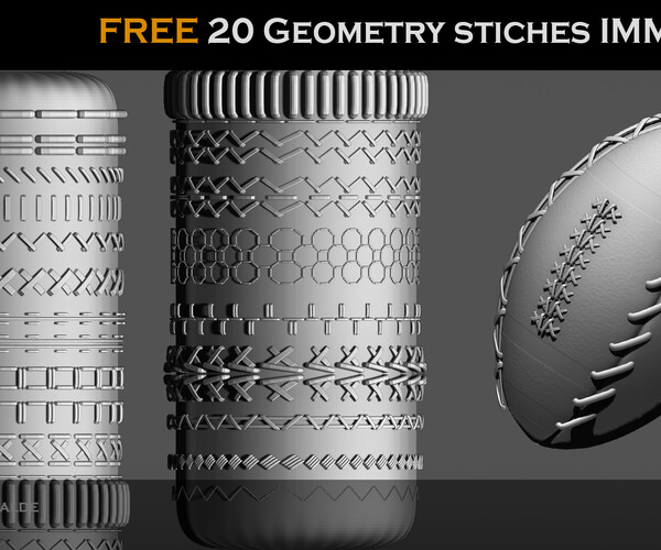 ArtStation - 20 [FREE] Geometry STICHES IMM {BRUSHES} Zbrush (Blender ...