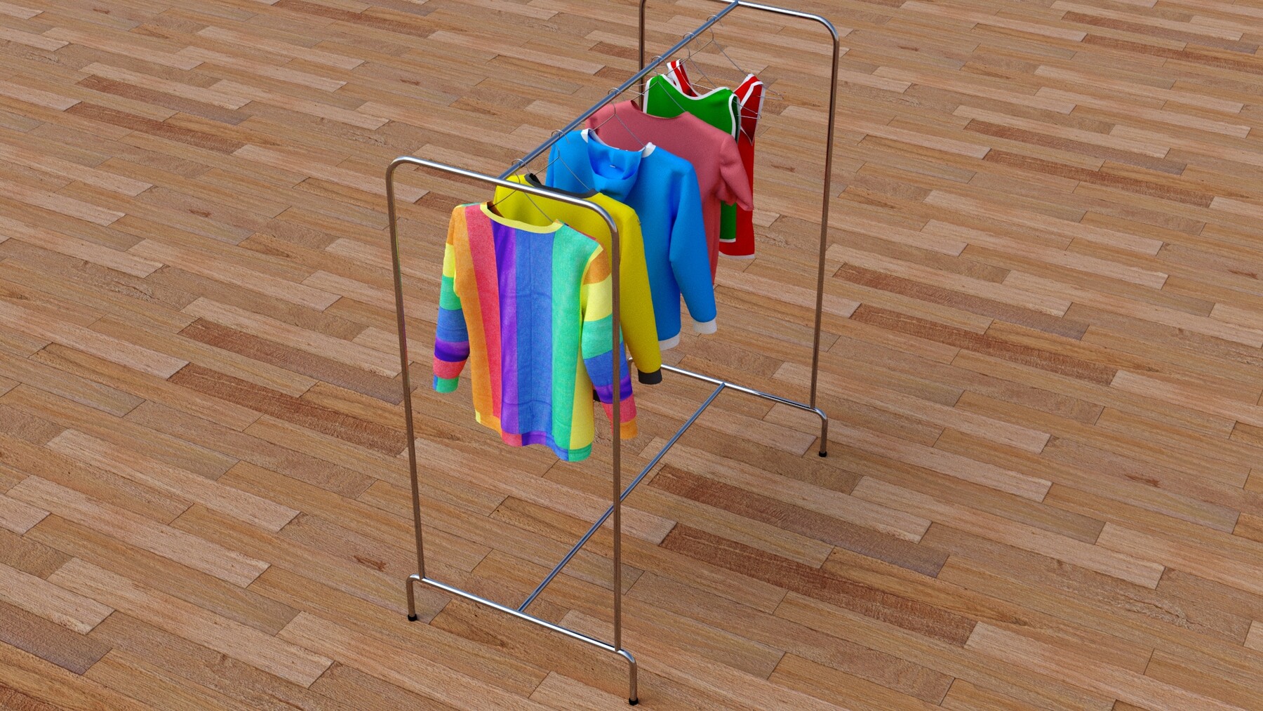 ArtStation - Textured Hanged Tshirts Cloth Rack model | Game Assets