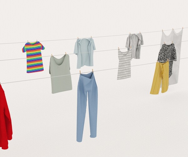 ArtStation - Textured Hanged Clothes Line 3D model | Game Assets