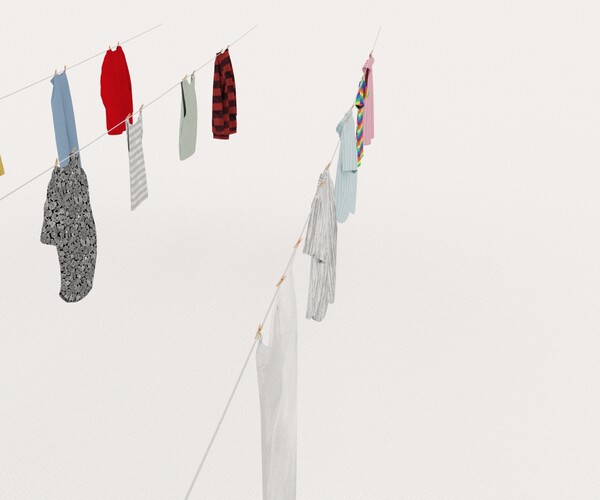 ArtStation - Textured Hanged Clothes Line 3D model | Game Assets