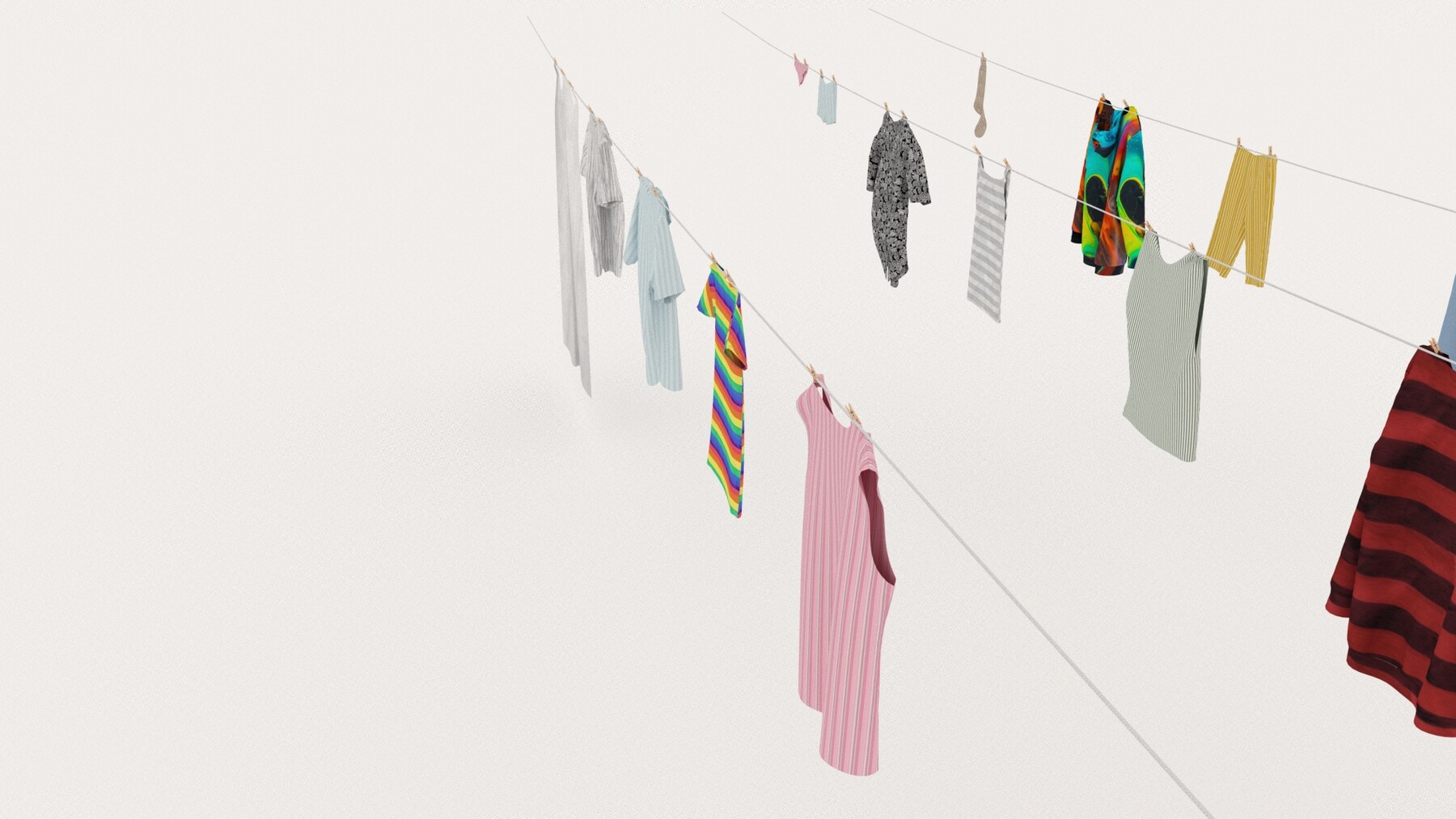 ArtStation - Textured Hanged Clothes Line 3D model | Game Assets