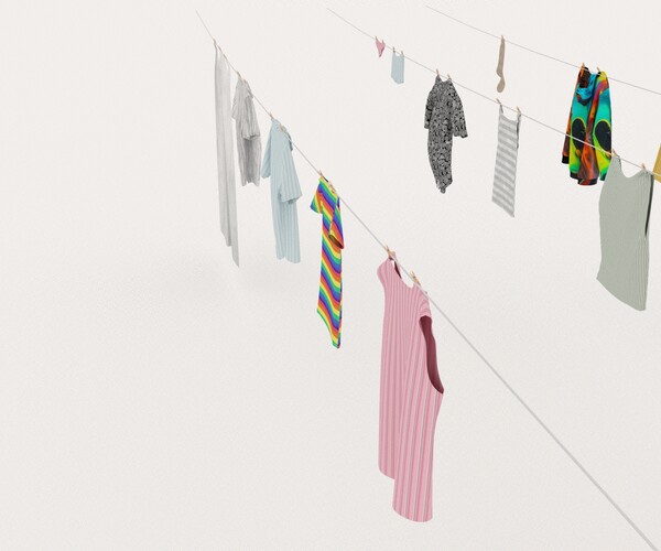 ArtStation - Textured Hanged Clothes Line 3D model | Game Assets