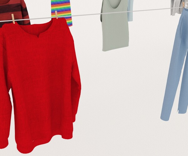 ArtStation - Textured Hanged Clothes Line 3D model | Game Assets