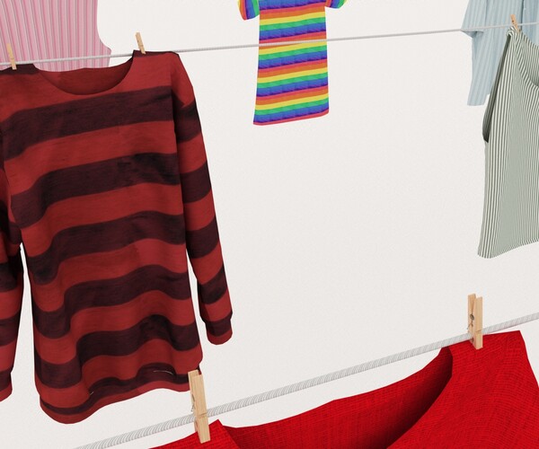 ArtStation - Textured Hanged Clothes Line 3D model | Game Assets