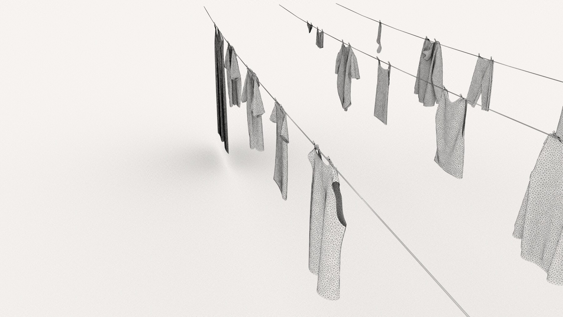 ArtStation - Textured Hanged Clothes Line 3D model | Game Assets