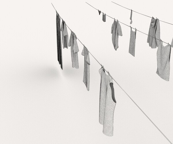 ArtStation - Textured Hanged Clothes Line 3D model | Game Assets