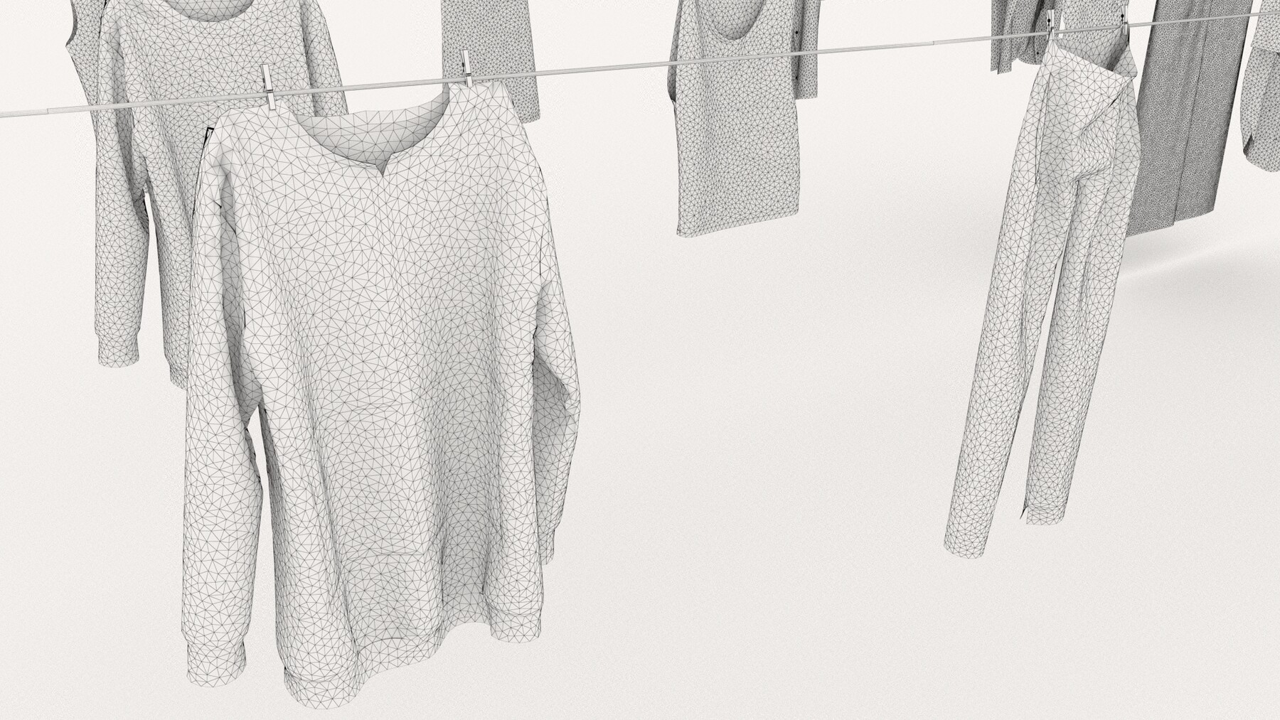 ArtStation - Textured Hanged Clothes Line 3D model | Game Assets
