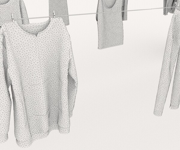 ArtStation - Textured Hanged Clothes Line 3D model | Game Assets