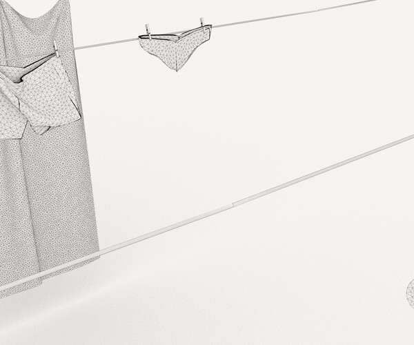 ArtStation - Textured Hanged Clothes Line 3D model | Game Assets