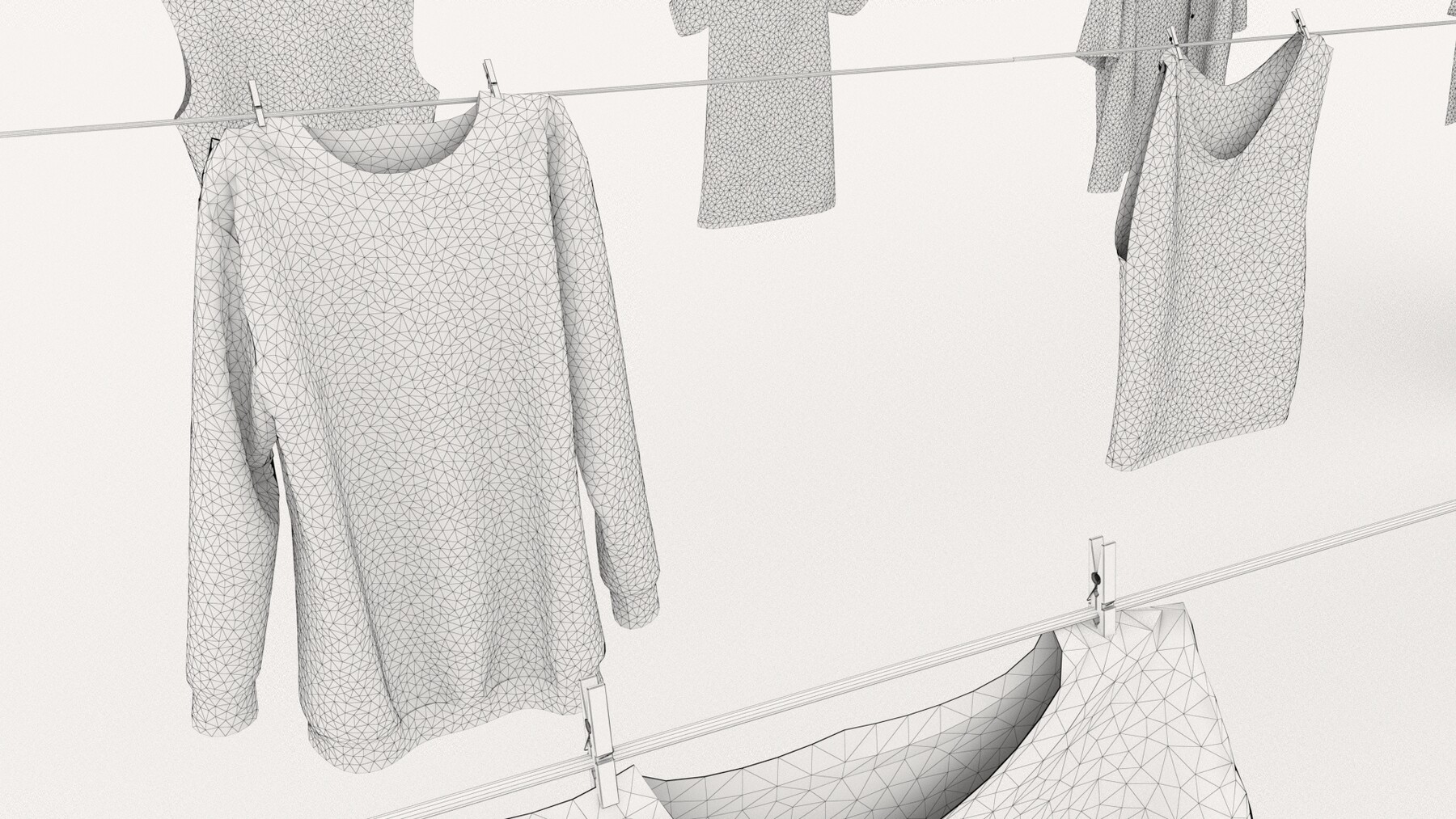 ArtStation - Textured Hanged Clothes Line 3D model | Game Assets