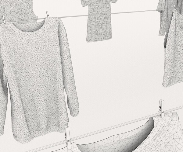 ArtStation - Textured Hanged Clothes Line 3D model | Game Assets