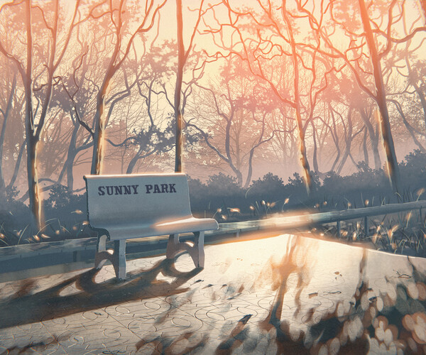 ArtStation - Sunny park benches original files | Artworks