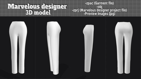 ArtStation - Basic pants - Marvelous Designer 3D model | Game Assets
