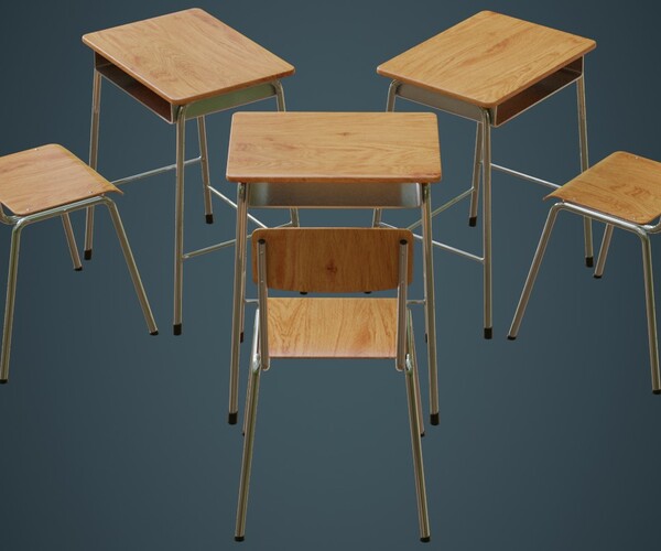ArtStation - School Desk And Chair 1A | Game Assets