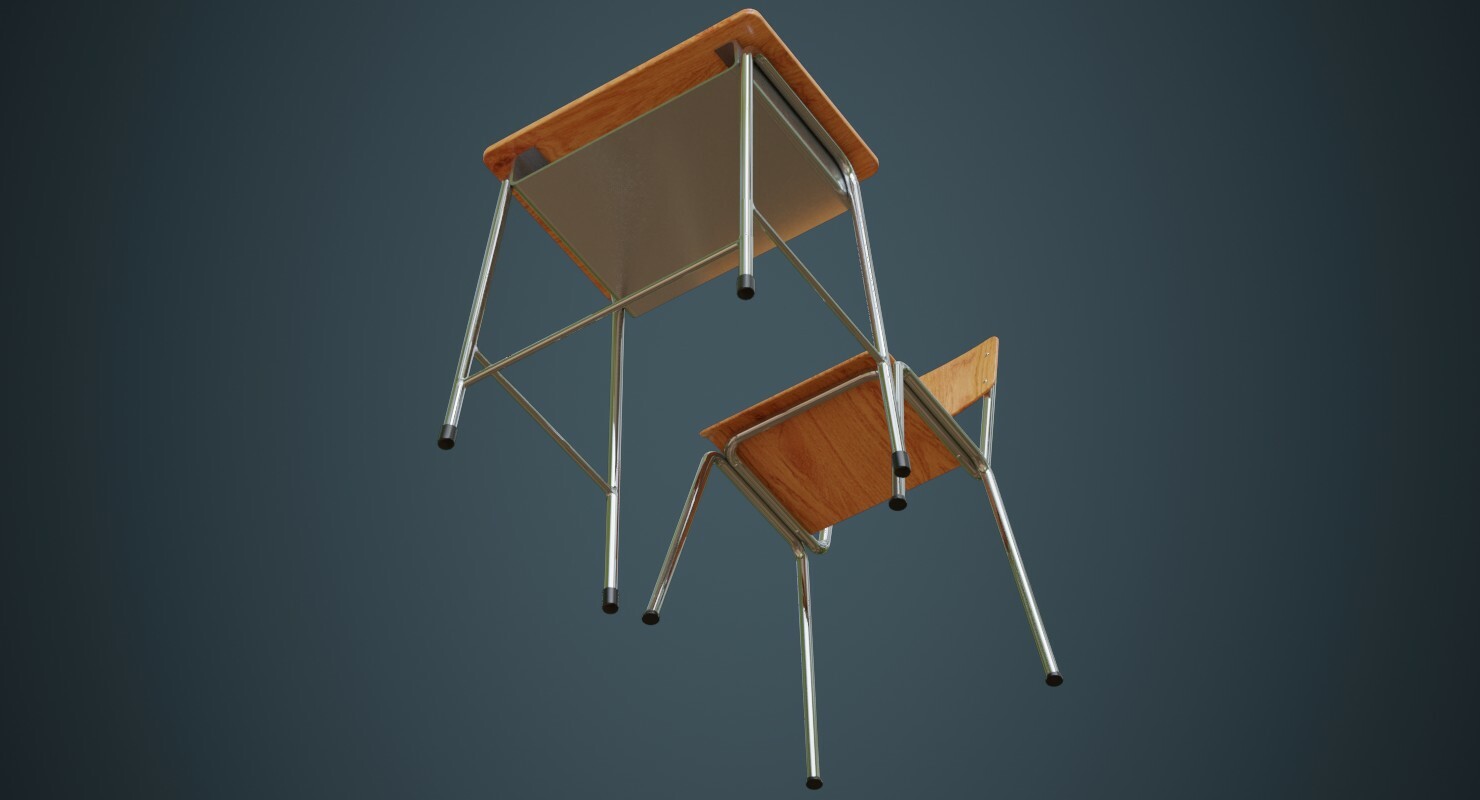 ArtStation - School Desk And Chair 1A | Game Assets