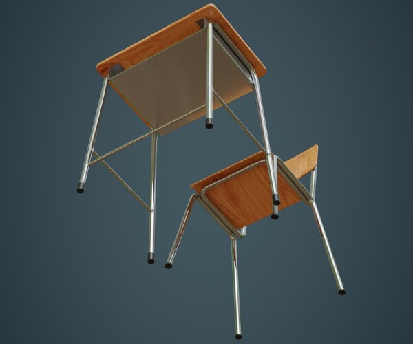 ArtStation - School Desk And Chair 1A | Game Assets