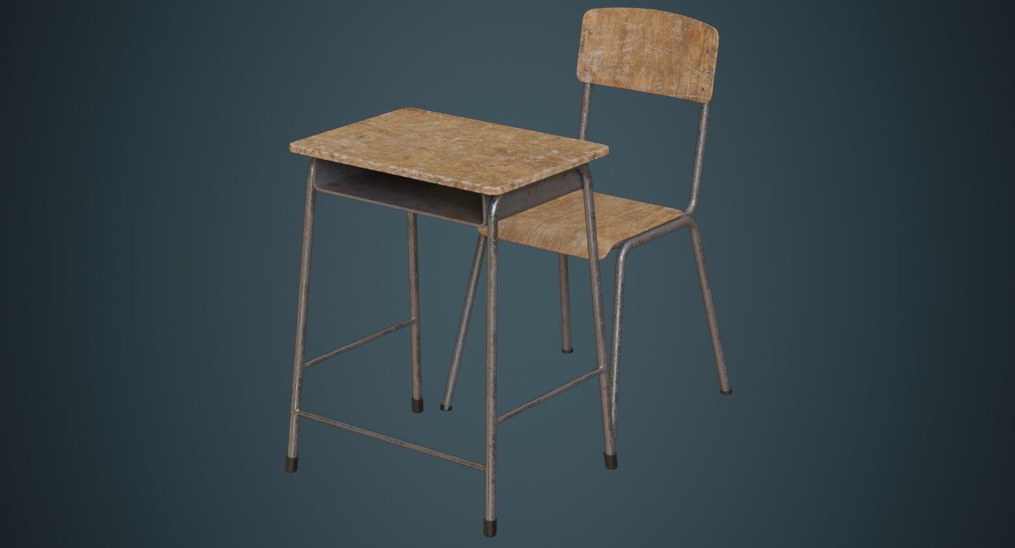 ArtStation - School Desk And Chair 1B | Game Assets