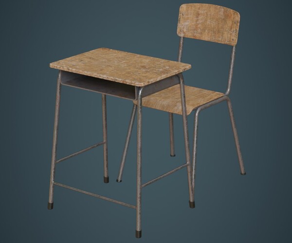 ArtStation - School Desk And Chair 1B | Game Assets