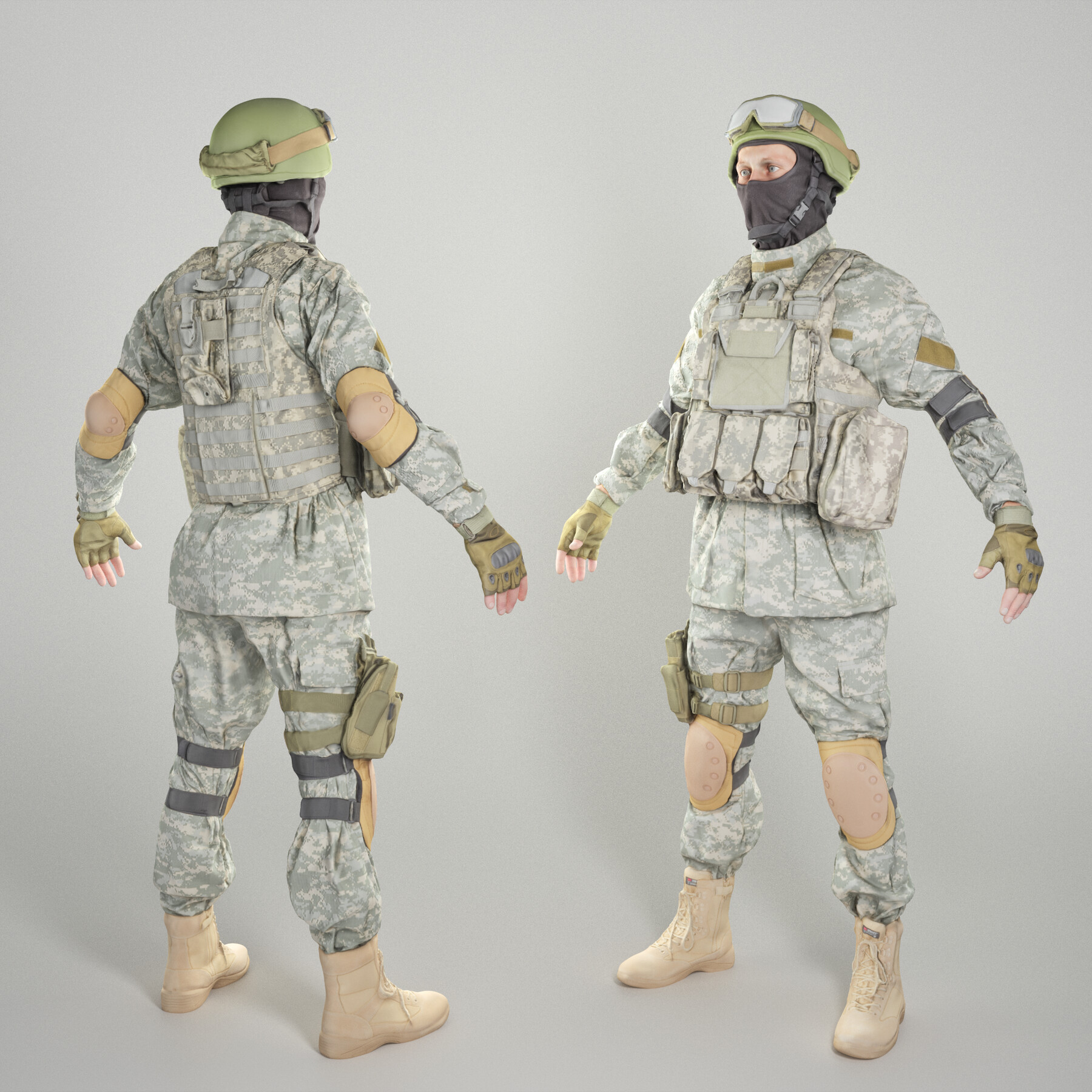 ArtStation - Fully equipped American soldier in A-pose 317 | Game Assets