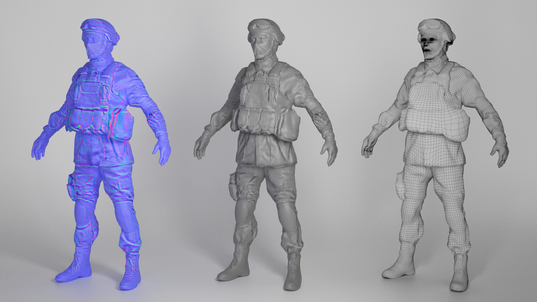 ArtStation - Fully equipped American soldier in A-pose 317 | Game Assets