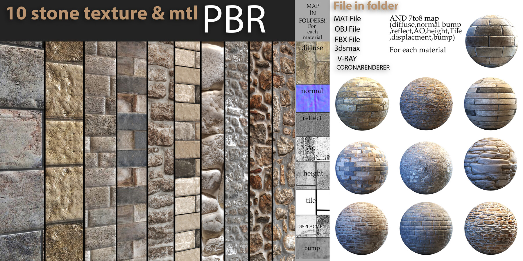 ArtStation - 10 stone PBR texture & mtl | Resources