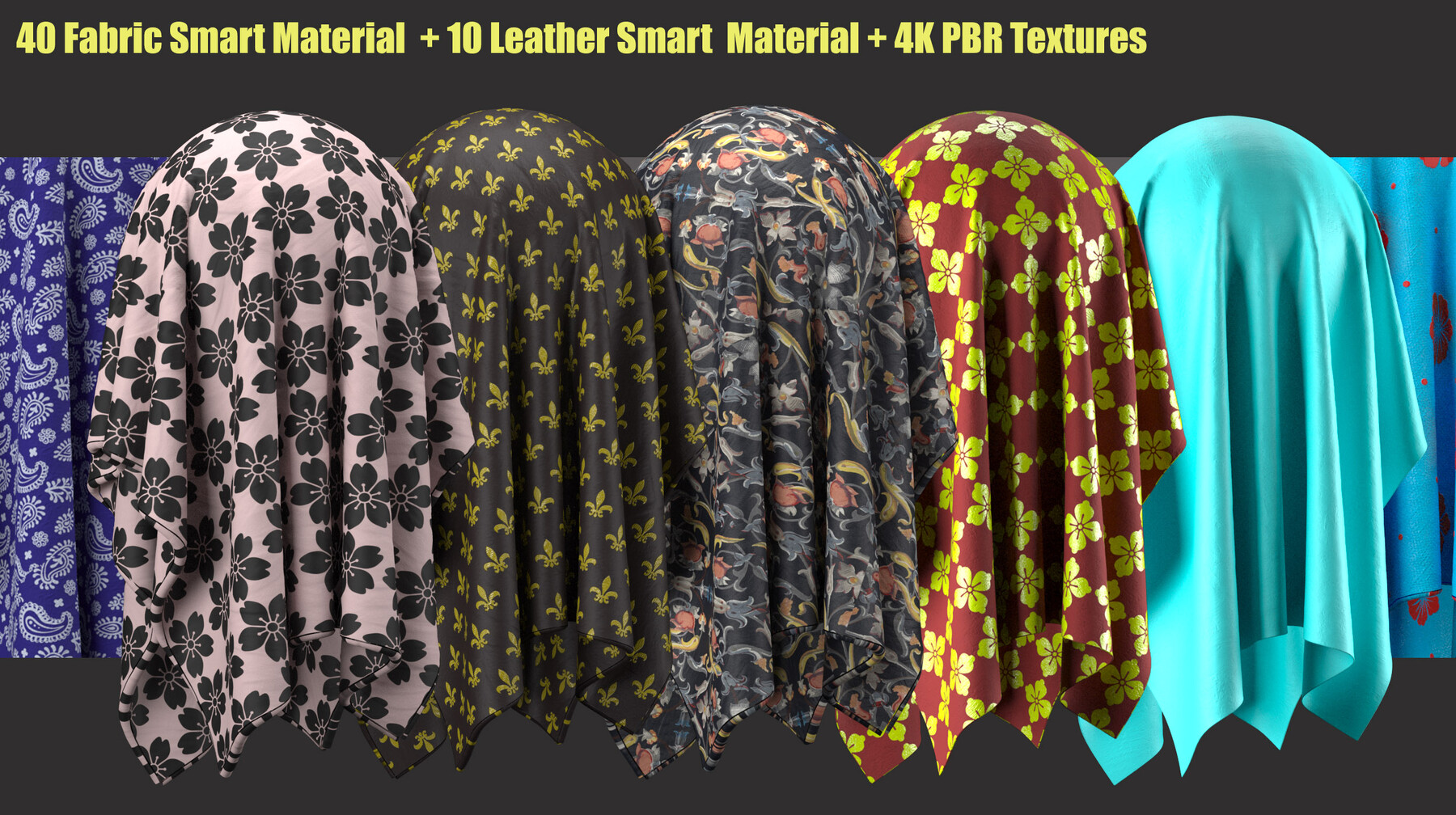 ArtStation - 40 fabric smart material+10 leather smart material+4K PBR ...