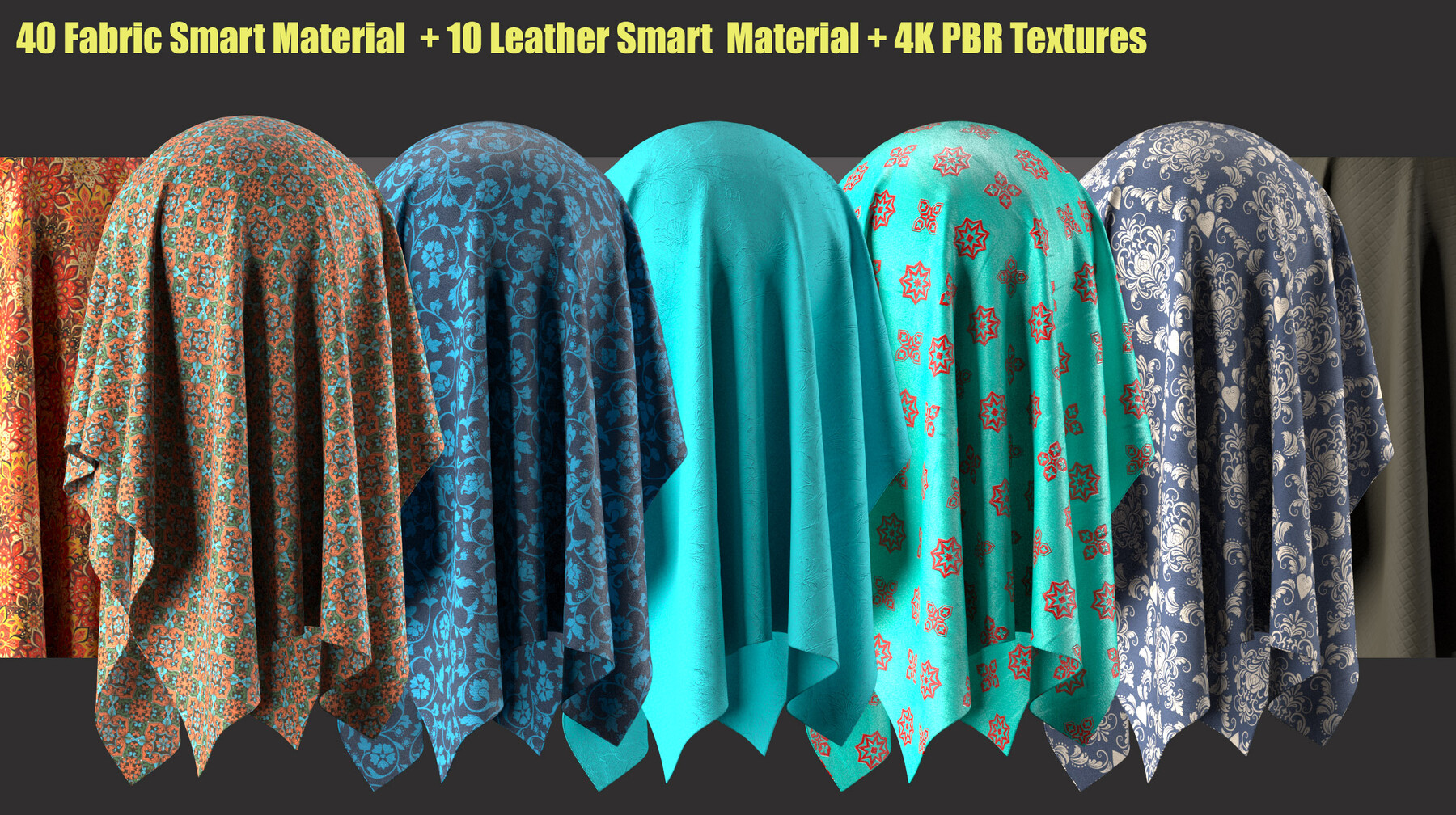 ArtStation - 40 fabric smart material+10 leather smart material+4K PBR ...