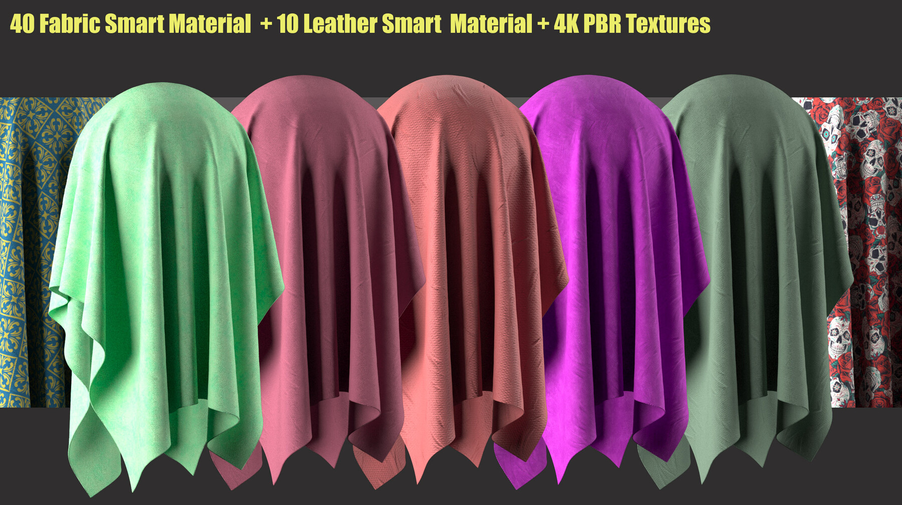 ArtStation - 40 fabric smart material+10 leather smart material+4K PBR ...