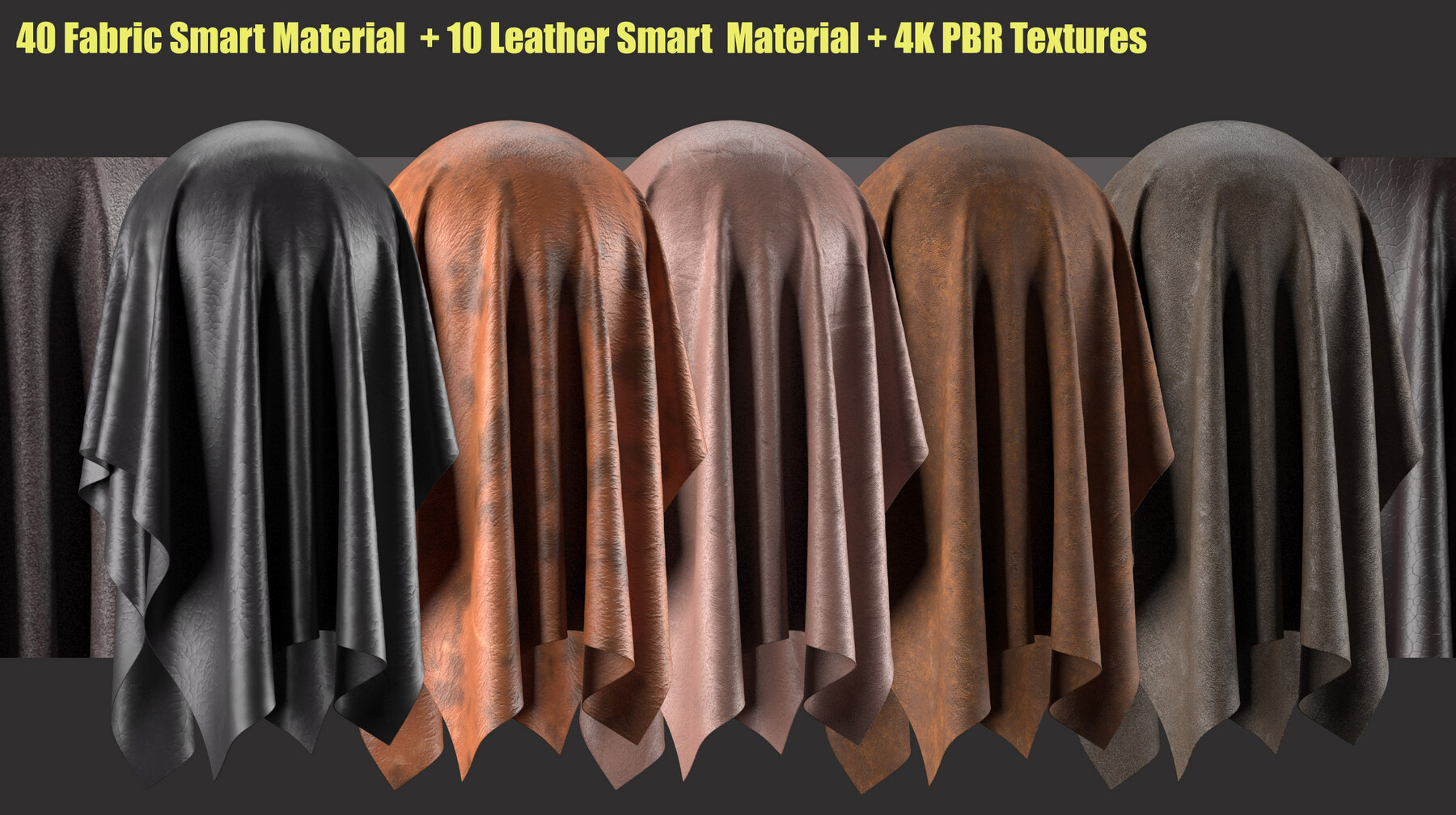 ArtStation - 40 fabric smart material+10 leather smart material+4K PBR ...