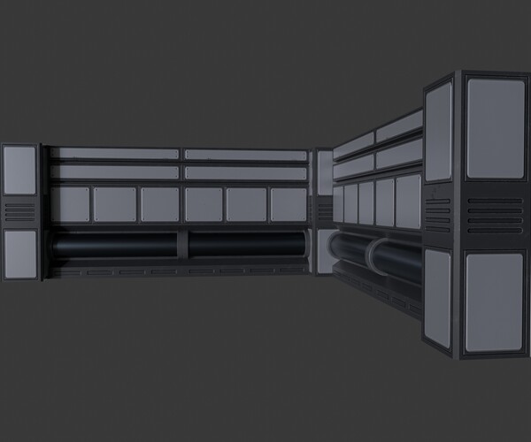 ArtStation - Modular Sci Fi Wall and Pillar Low-poly 3D model | Game Assets