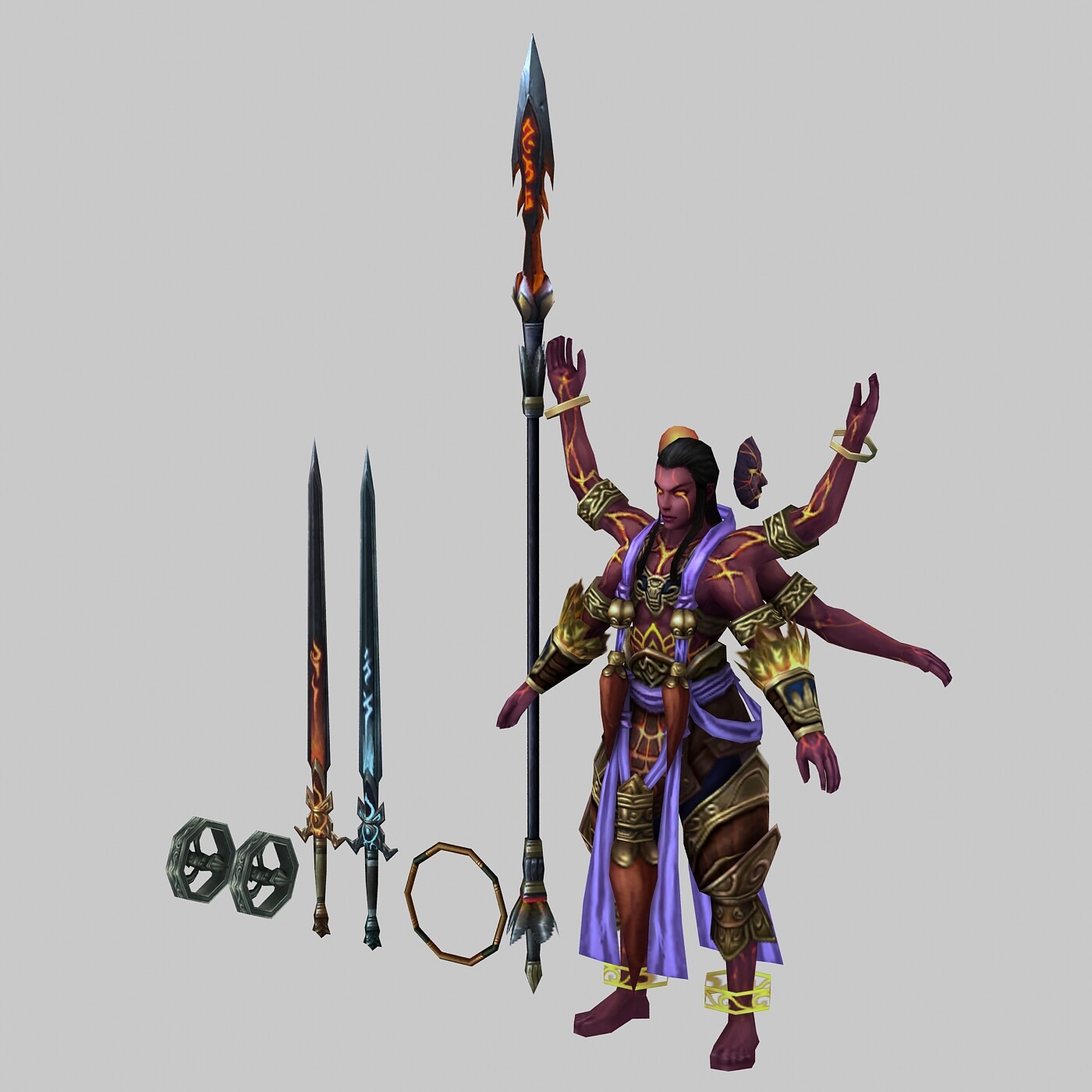 ArtStation - Low poly 3D characters-three heads six arms | Game Assets