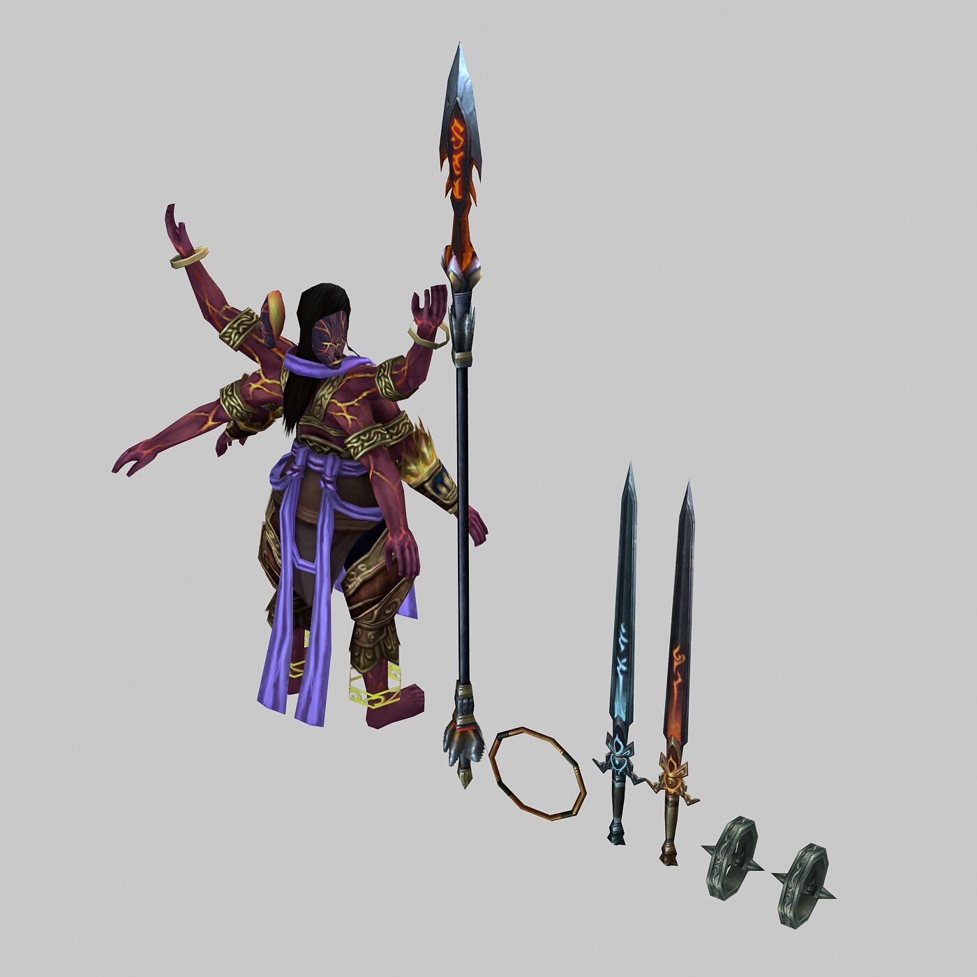 ArtStation - Low poly 3D characters-three heads six arms | Game Assets