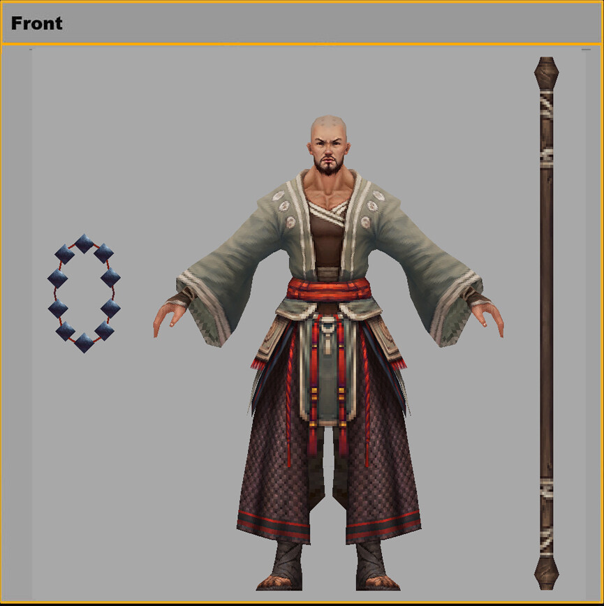 ArtStation - Low poly 3D characters - Shaolin Temple sticks | Game Assets