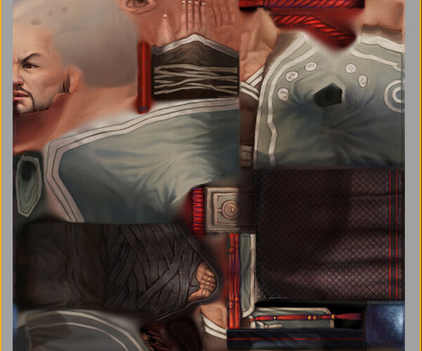 ArtStation - Low poly 3D characters - Shaolin Temple sticks | Game Assets