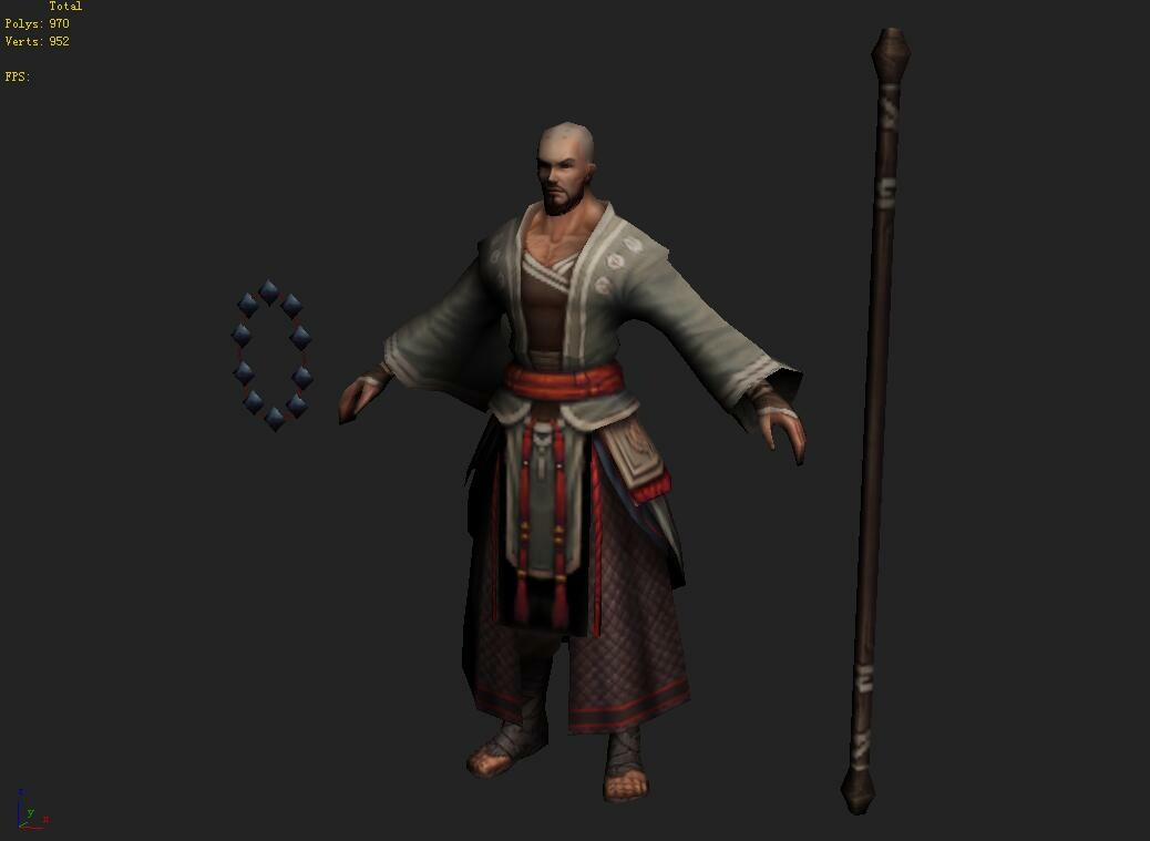 ArtStation - Low poly 3D characters - Shaolin Temple sticks | Game Assets