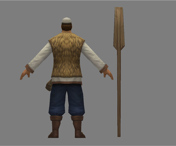 ArtStation - Low poly 3D characters-Yangjiakou Boatman | Game Assets