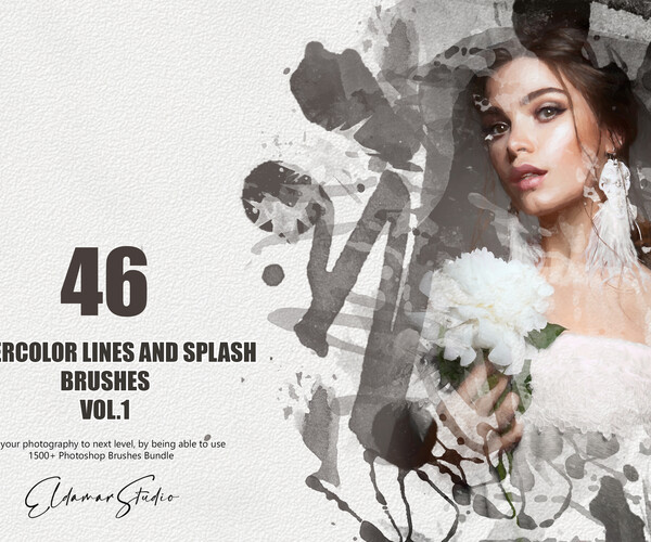 ArtStation - 46 Watercolor Lines and Splash Brushes - Vol. 1 | Brushes