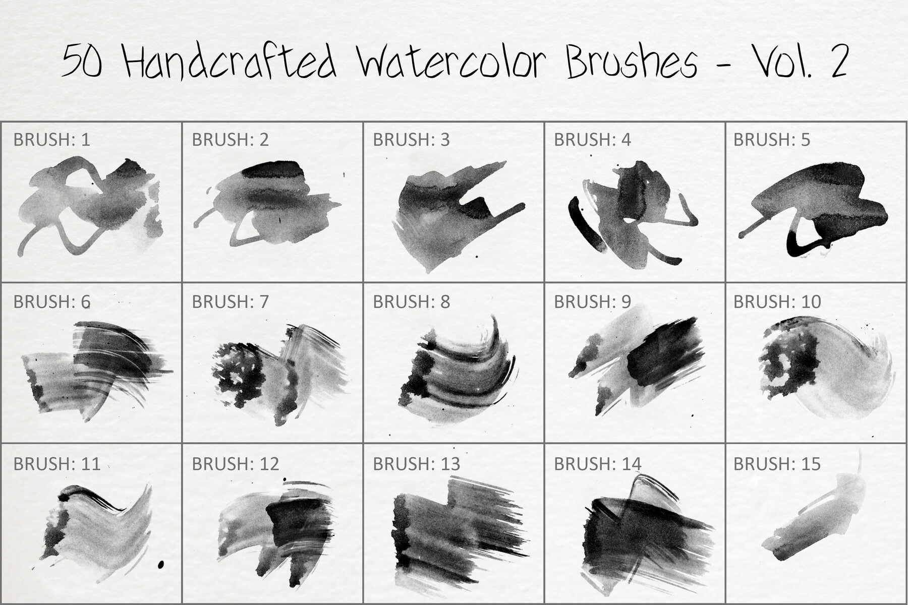 ArtStation - 50 Handcrafted Watercolor Brushes - Vol. 2 | Brushes