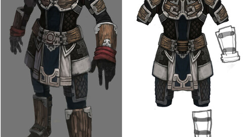 ArtStation - Light Armor Set - Male 01 | Game Assets