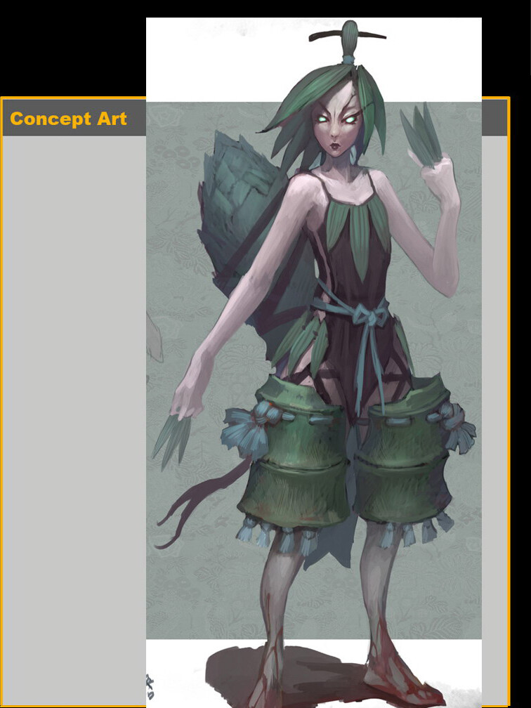 ArtStation - Low poly 3D Women - Bamboo Leaf Demon | Game Assets